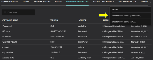 Software Bill of Materials (SBOM) Now Available